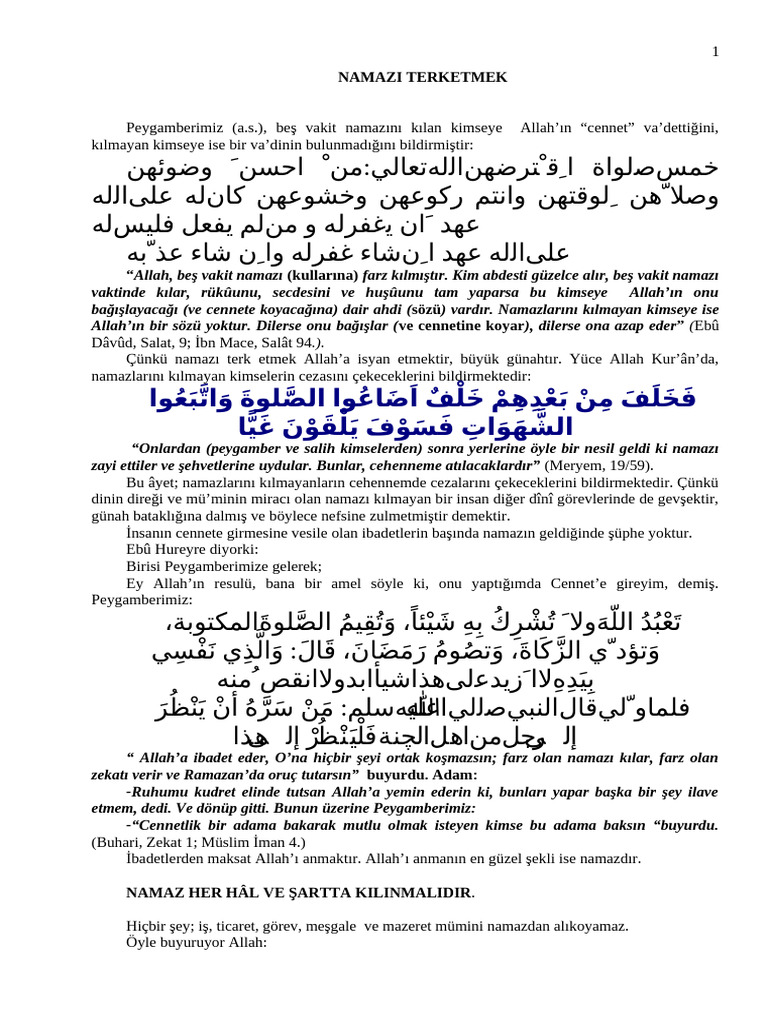 Namazi Terk Etmek | PDF