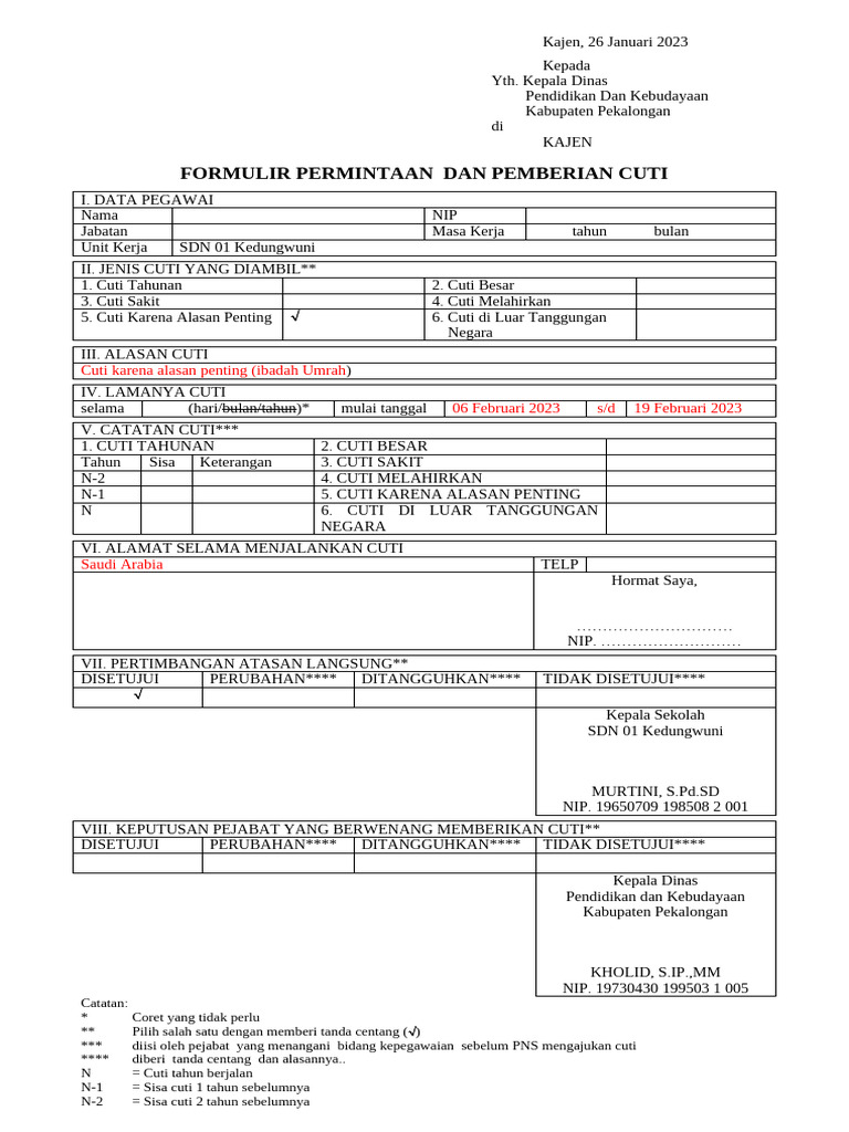 Form Cuti | PDF