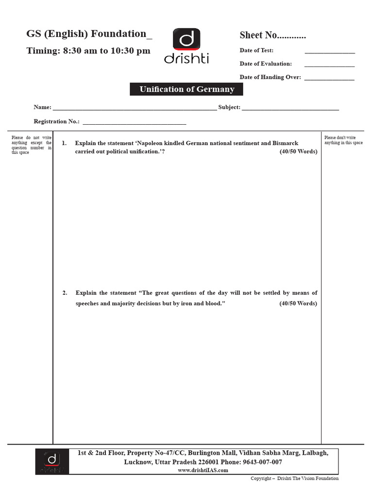 Mains Class Test History Answer Writing Sheet 20250307 081128 | PDF ...