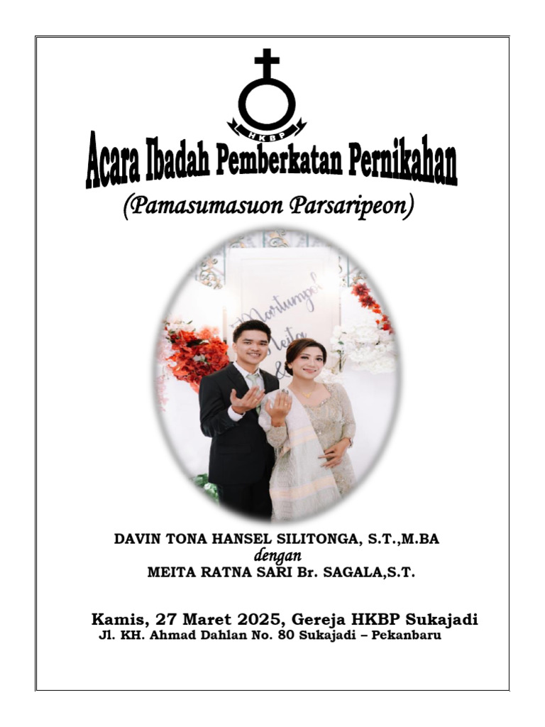 Pemberkatan Pernikahan Davin dan Meita | PDF