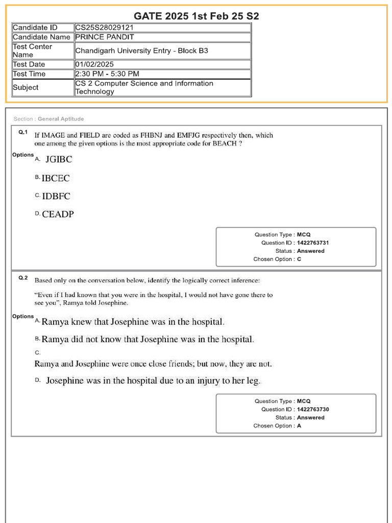 Gate Response Sheet | PDF
