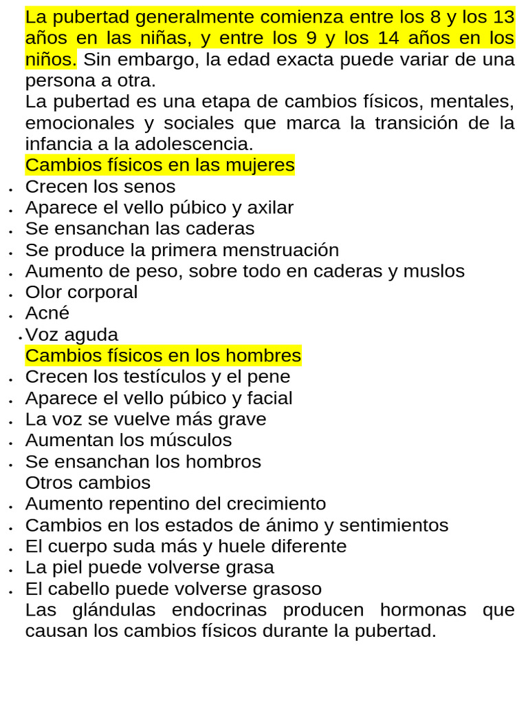 La pubertad generalmente comienza entre los 8 y los 13 años en las ...