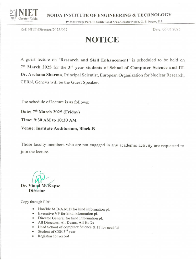Notice Guest Lecture | PDF