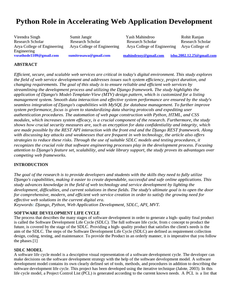 Pythons Role in Accelerating Web Application Deve | PDF | Databases | Python (Programming Language)