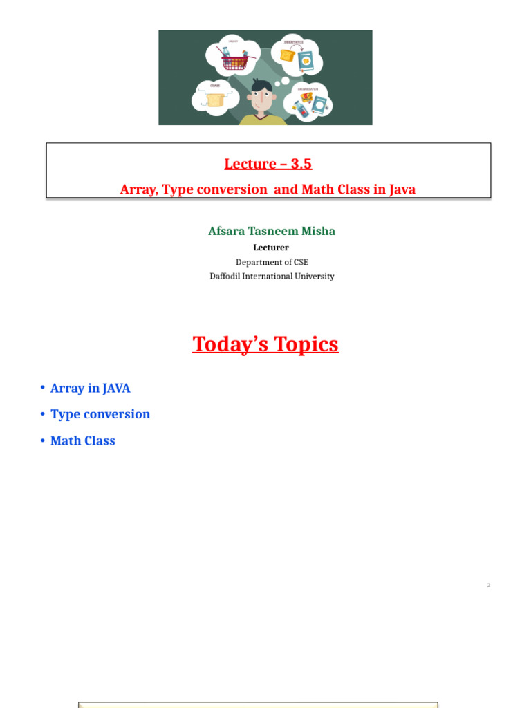 Lecture - 3.5: Array, Type Conversion and Math Class in Java | PDF ...