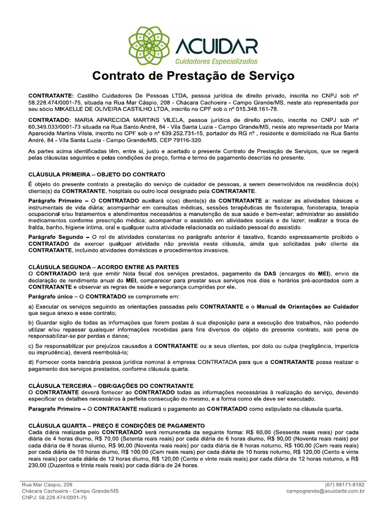 Contrato Cida 2 | PDF