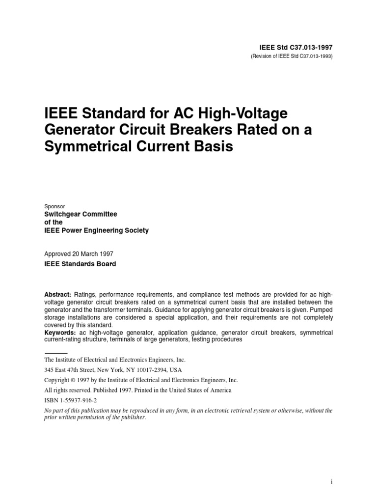 Ansi Ieee C37 (1) .013 | PDF | High Voltage | Electric Generator