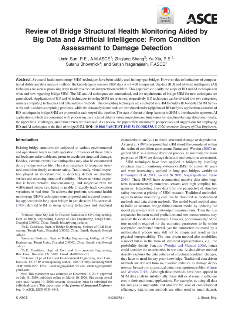 Sun Et Al Review of Bridge Structural Health Monitoring Aided by Big Data and Artificial ...