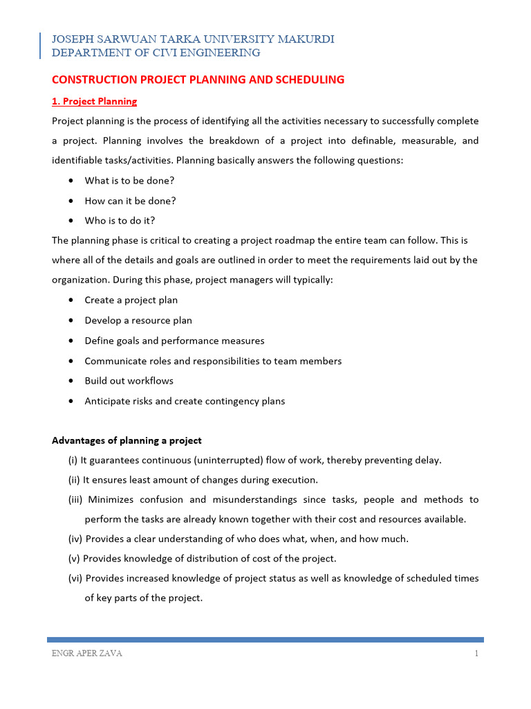 Construction Project Planning and Scheduling | PDF