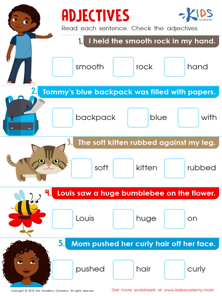 Adjectives Worksheet for Kids | PDF
