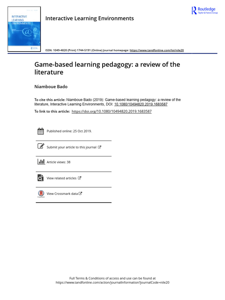 Game-based Learning Pedagogy a Review of the Literature | PDF | Pedagogy | Teachers