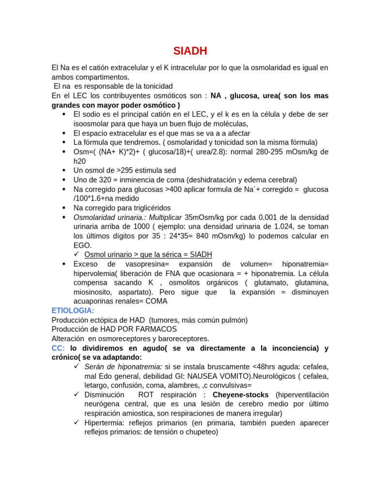 SIADH | PDF | Sodio