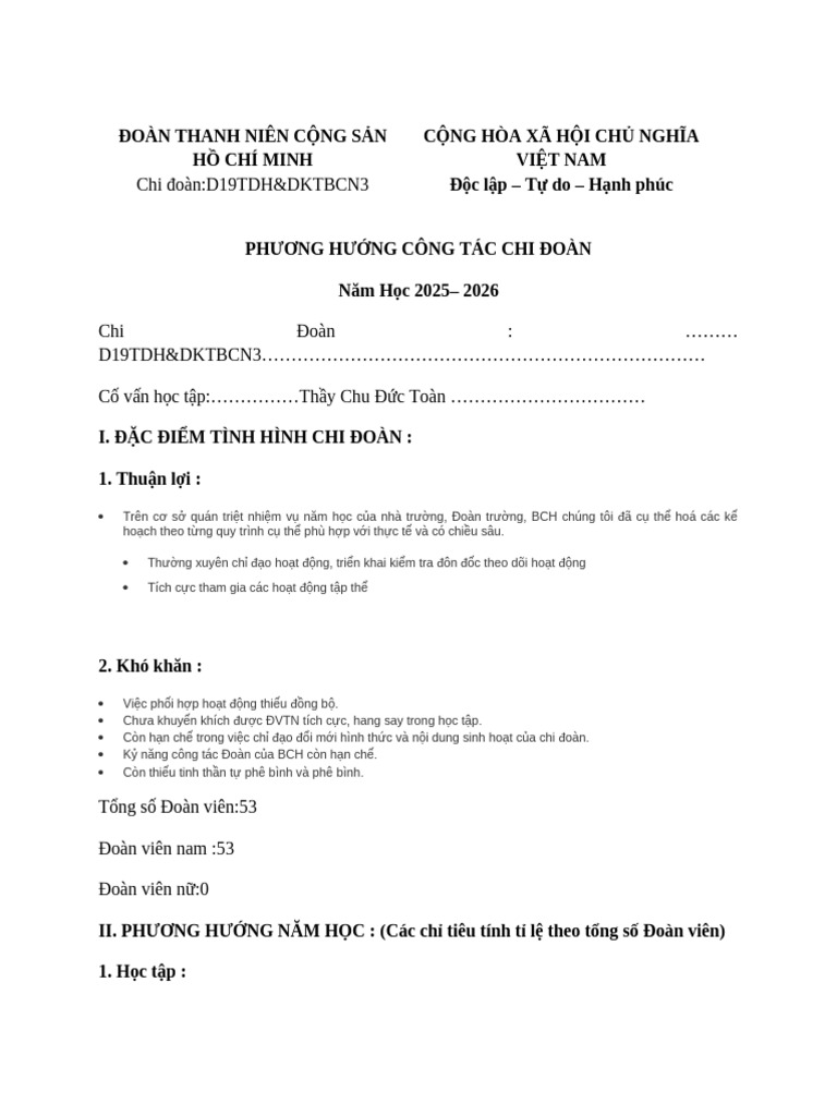 Phuong-huong-cong-tac-doan-1 | PDF