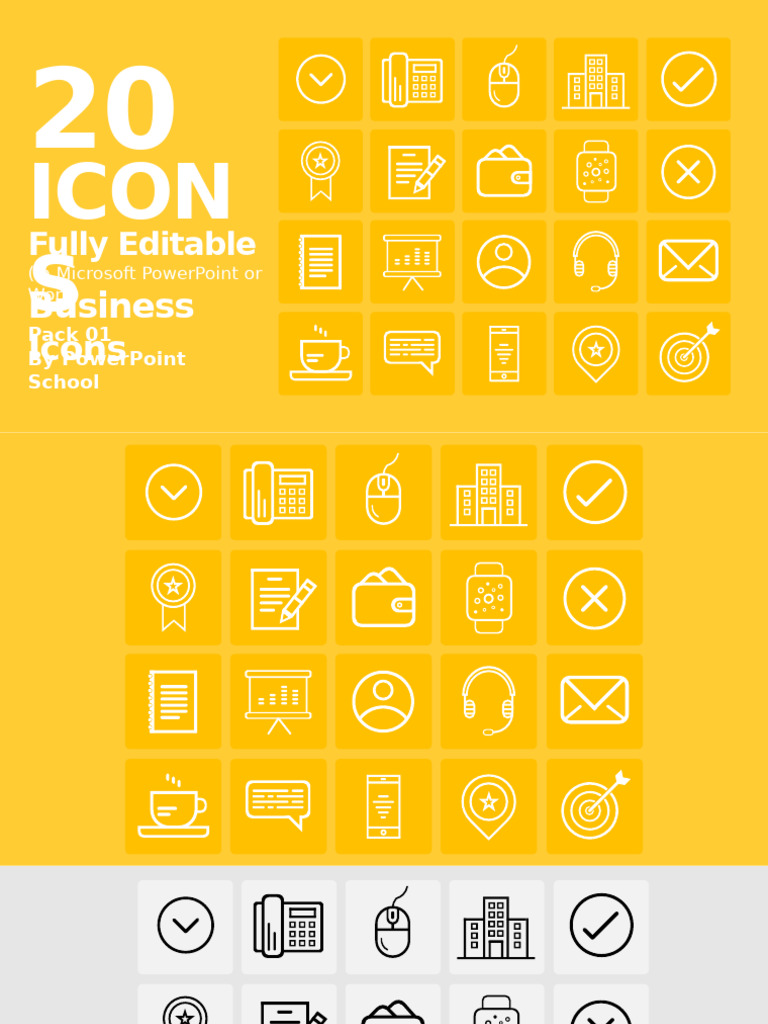 Free Business Icons Pack 01 by PowerPoint School | PDF