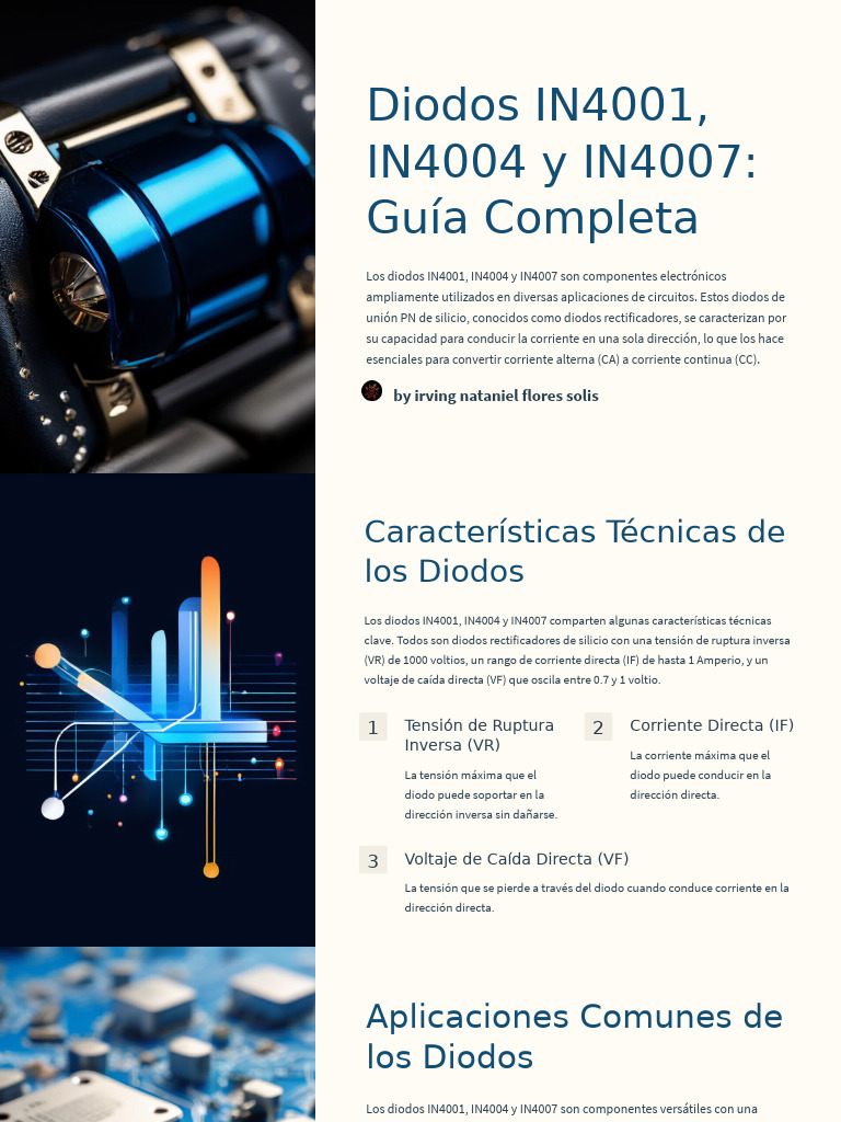 Diodos IN4001 IN4004 y IN4007 Guia Completa | PDF | Diodo | Corriente ...