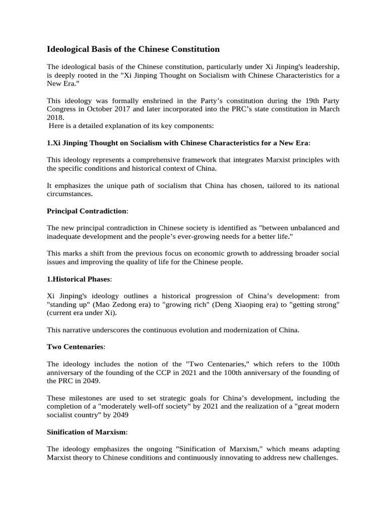 Ideological Basis of China's Constitution | PDF | Xi Jinping | China