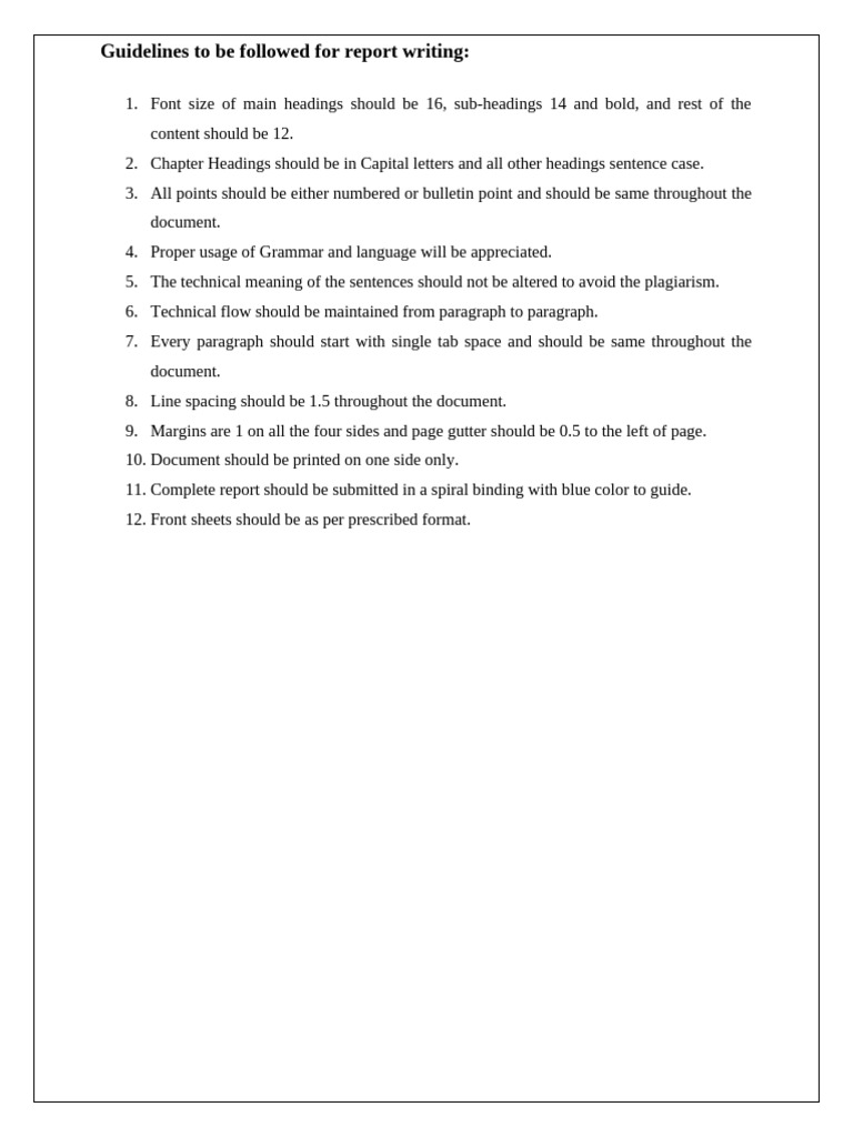 Guidelines For Report Writing | PDF
