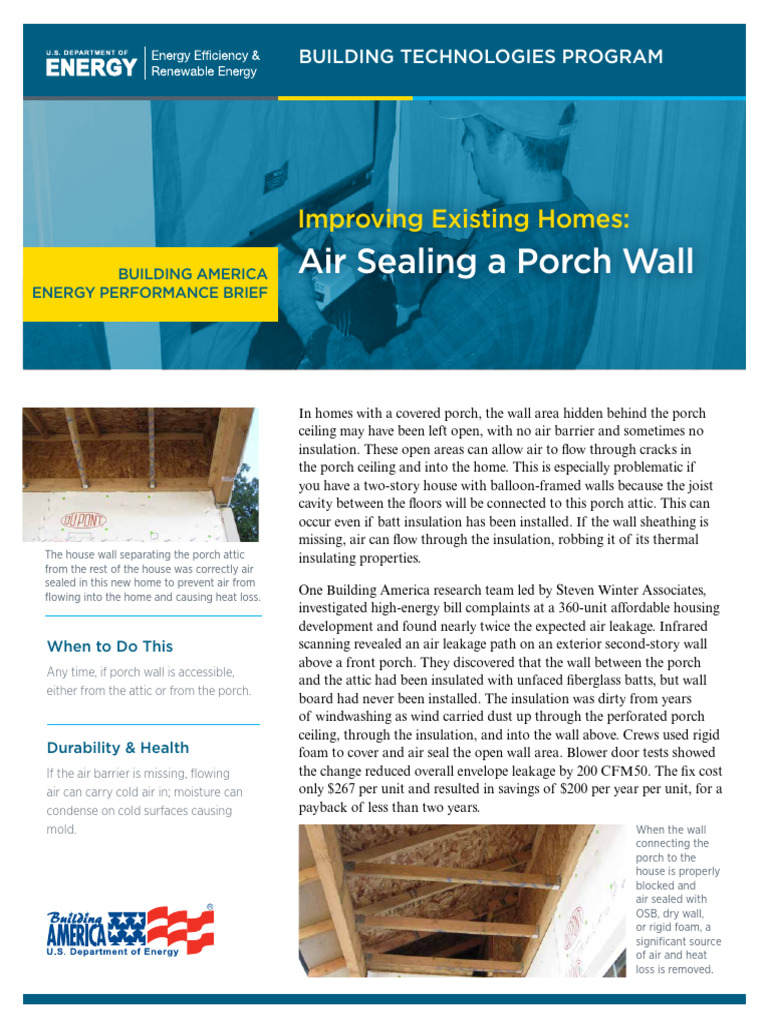 Air Sealing for Porch Walls Guide | PDF | Building Insulation ...