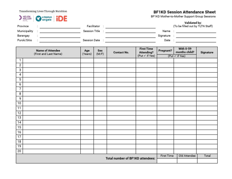 BF1KD Session Attendance Sheet | PDF