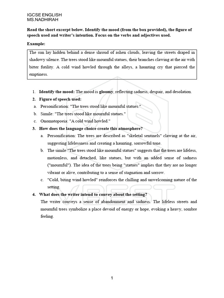 Igcse Descriptive Writing 1 | PDF