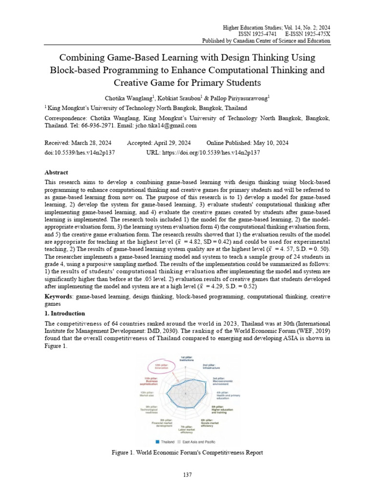 Combining Game-Based Learning with Design Thinking Using | PDF | Standard Deviation | Design ...