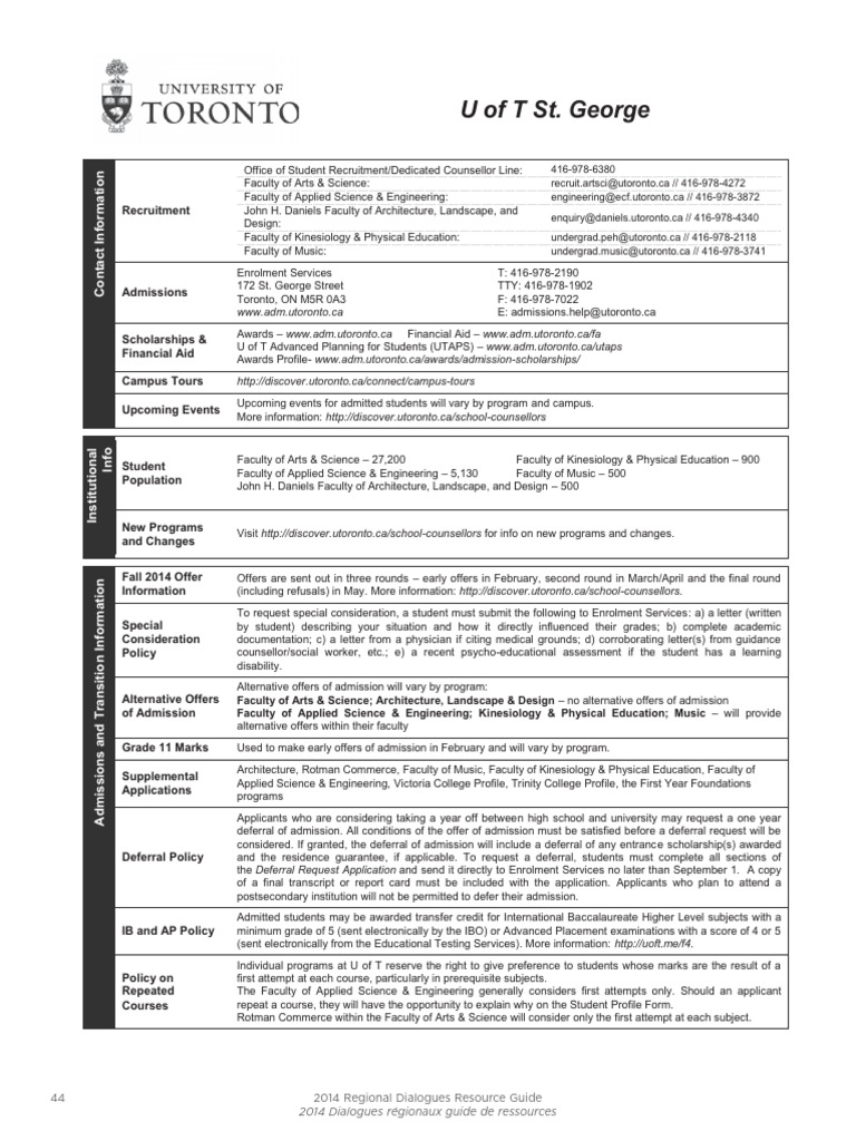 U of T Admissions and AP Credit Guide | PDF | University And College ...