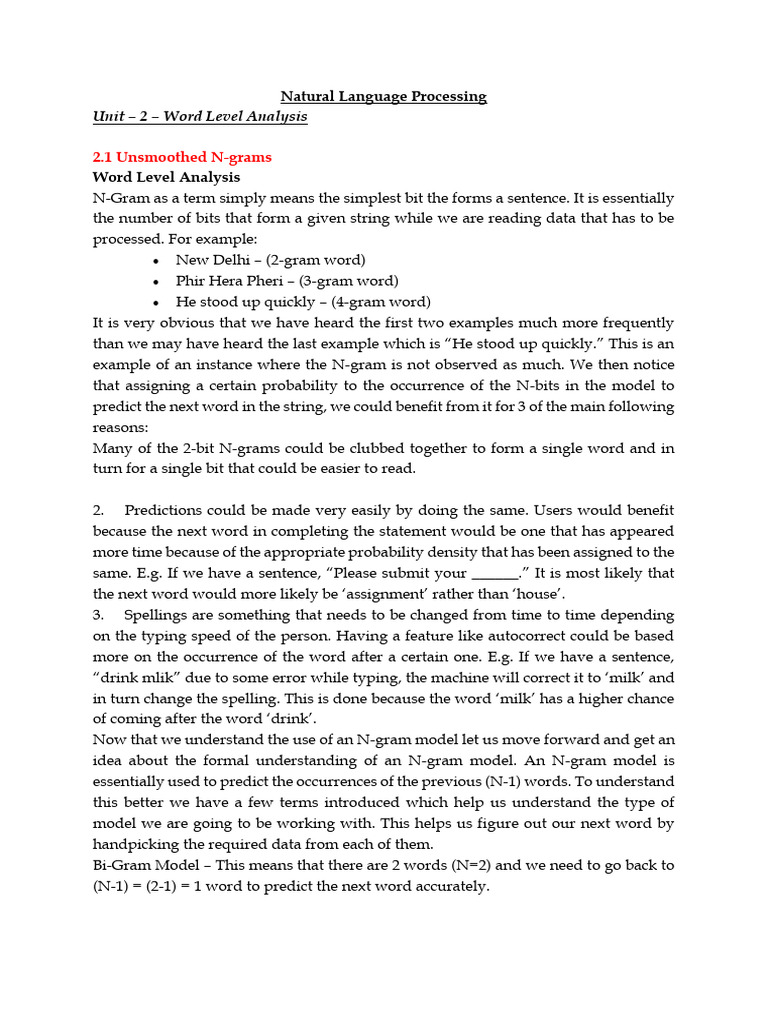 Natural Language Processing - Notes - Unit 2 | PDF | Part Of Speech ...