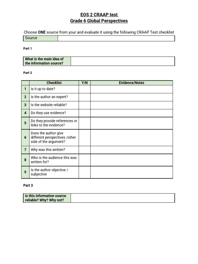 Evaluating Sources with the CRAAP Test | PDF