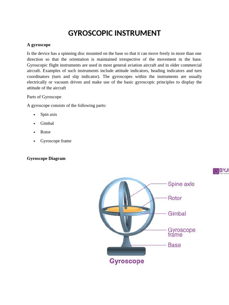 Gyroscopic Instrument | PDF | Gyroscope | Motion (Physics)