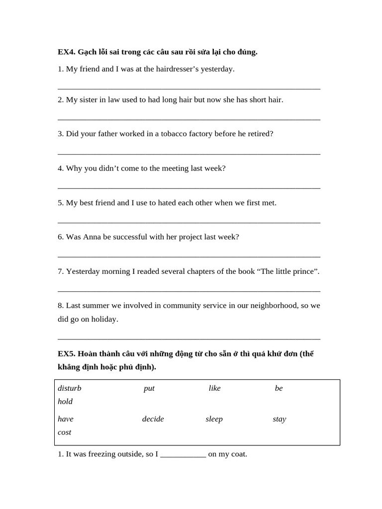 Grammar Exercises: Error Correction & Tenses | PDF
