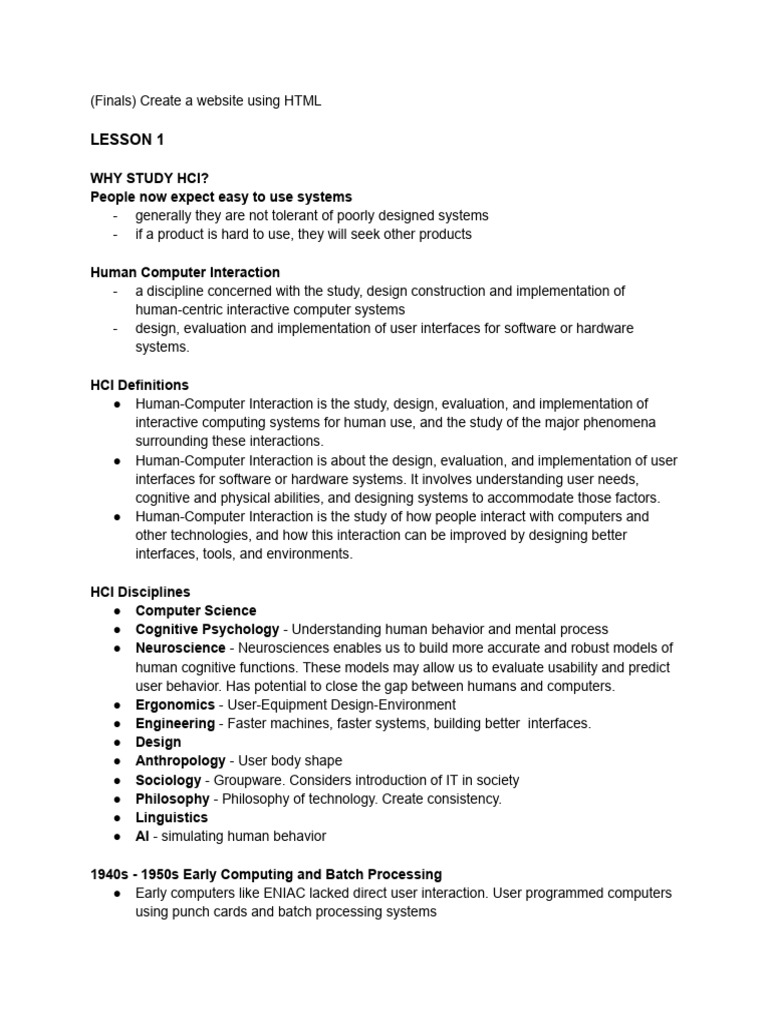 Hci Lab Prelim Lessons | PDF | Graphical User Interfaces | Human–Computer Interaction
