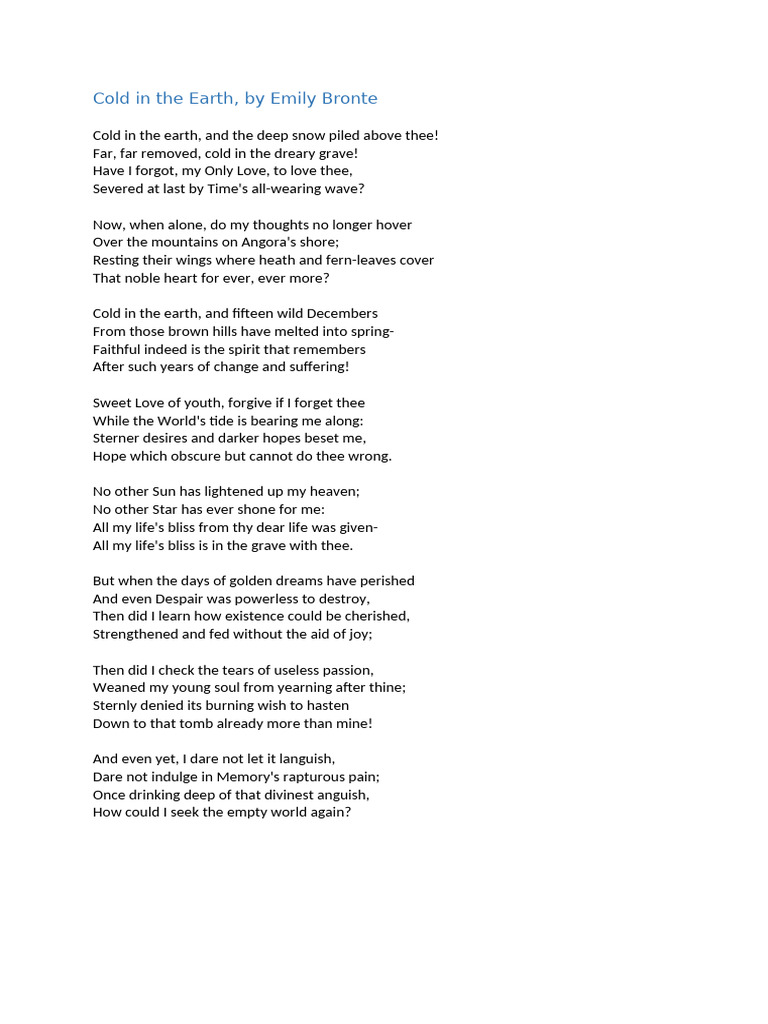 Cold in The Earth Analysis | PDF