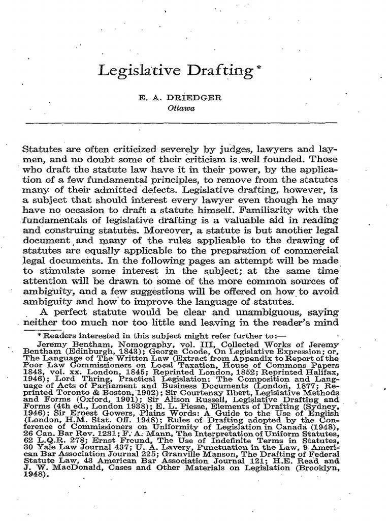 Legislative Drafting, Elmer A. Driedger | PDF | Asset Forfeiture ...