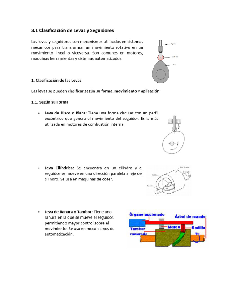 Clasificación de Levas y Seguidores | PDF | Rotación alrededor de un ...