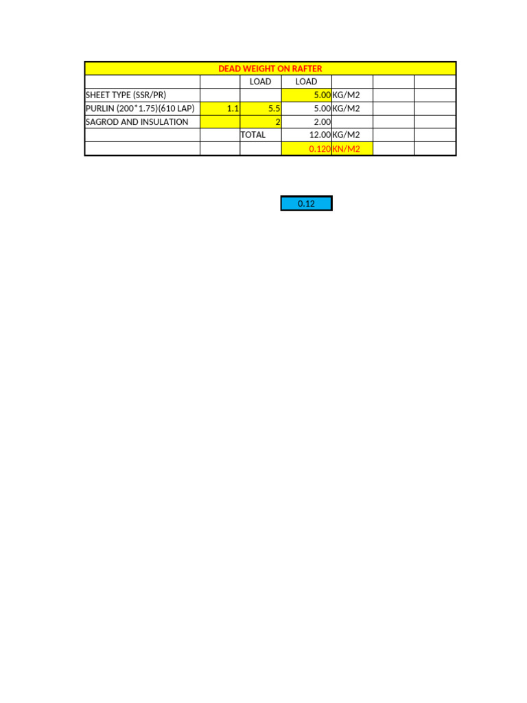 3e 2120 b01 Dead Load Cal | PDF