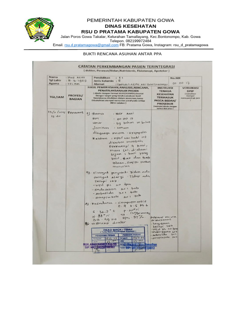 Bab 5.5 Ep 1.2 Bukti Rencana Asuhan Ppa | PDF