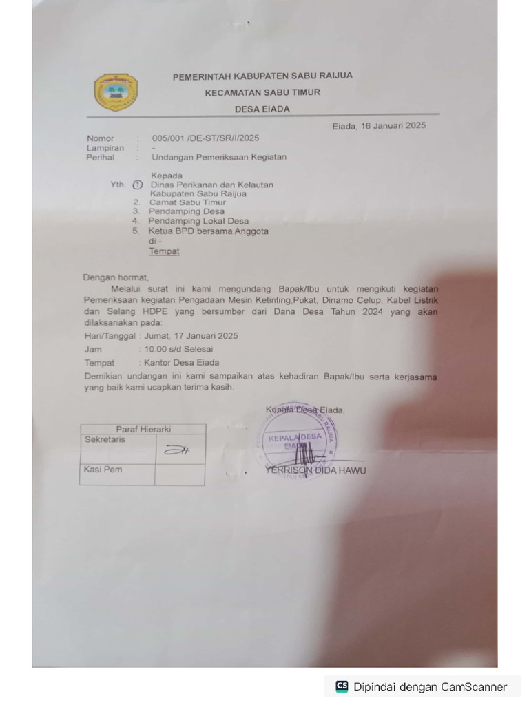 Undangan Pemeriksaan Kegiatan | PDF