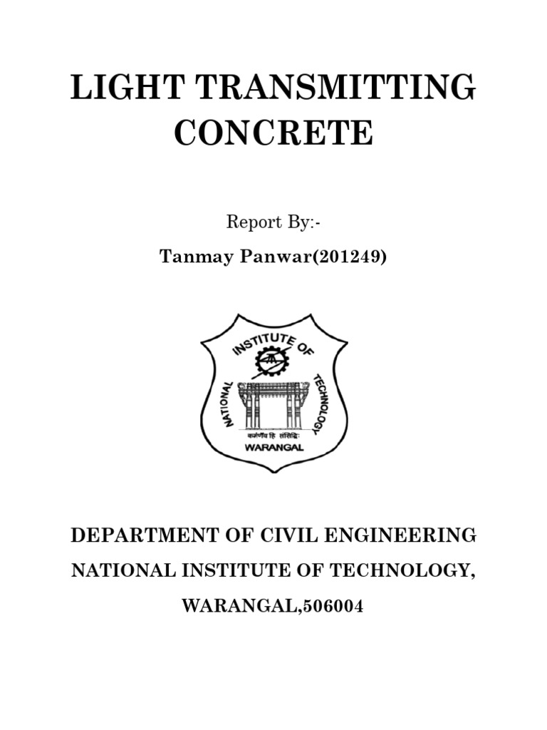 Light Transmitting Concrete Report | PDF | Optical Fiber | Concrete
