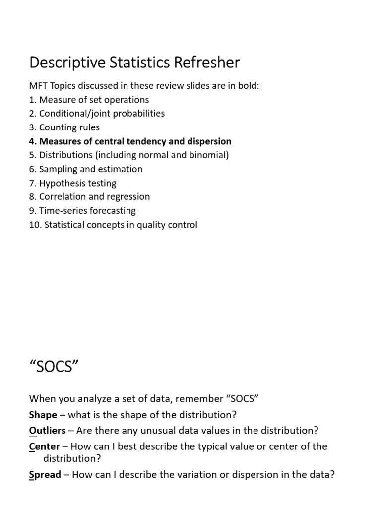 Quant Descriptive Statistics | PDF | Outlier | Quartile