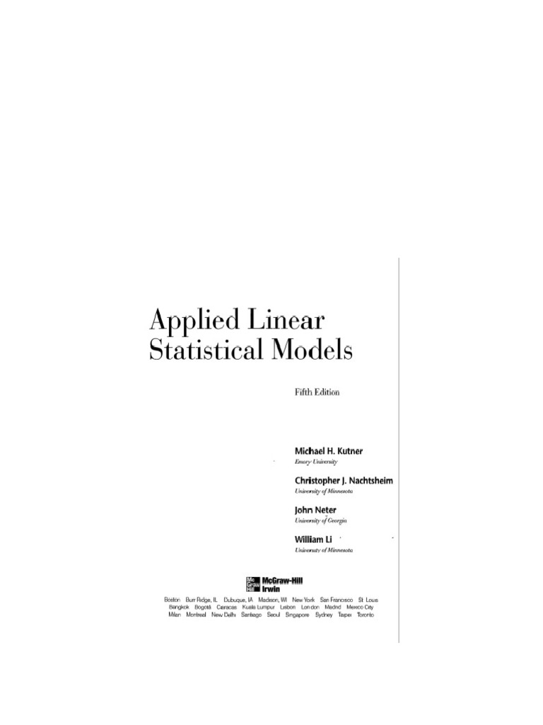Applied Linear Statistical Models 5th Edition Michael H. Kutner download | PDF | Applied ...