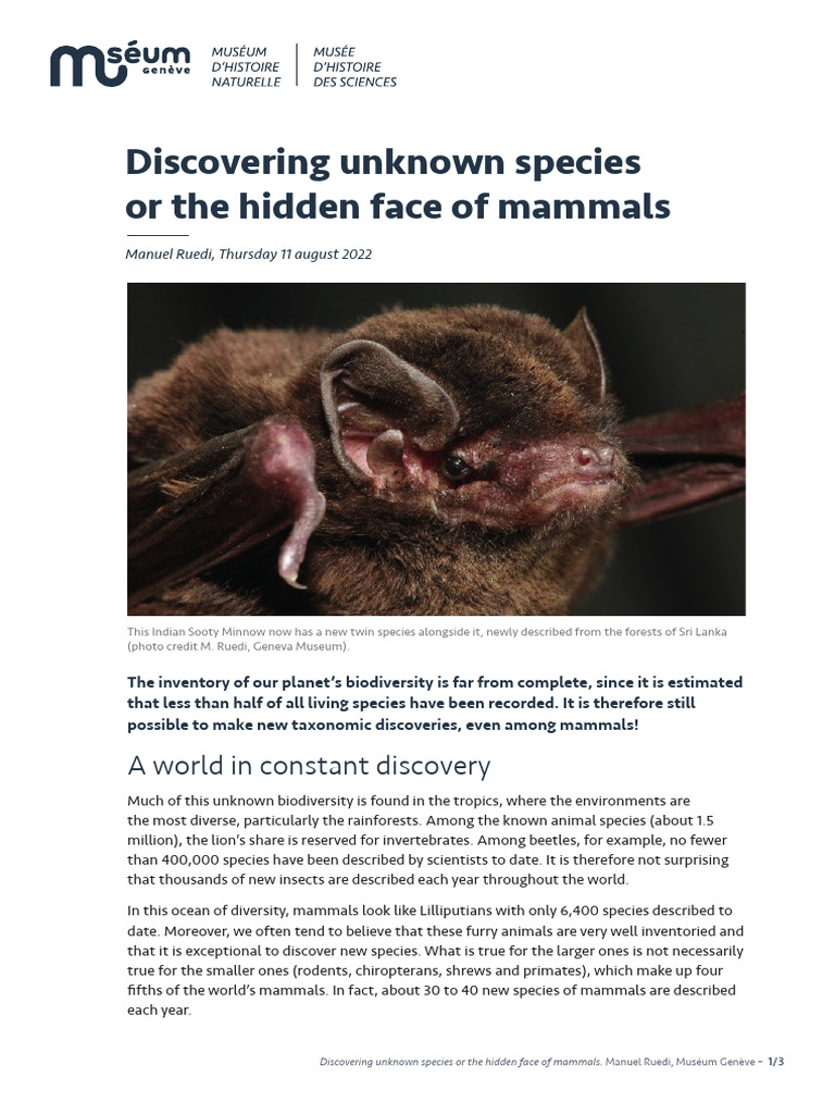 Discovering Unknown Species MRuedi | PDF | Biodiversity | Organisms