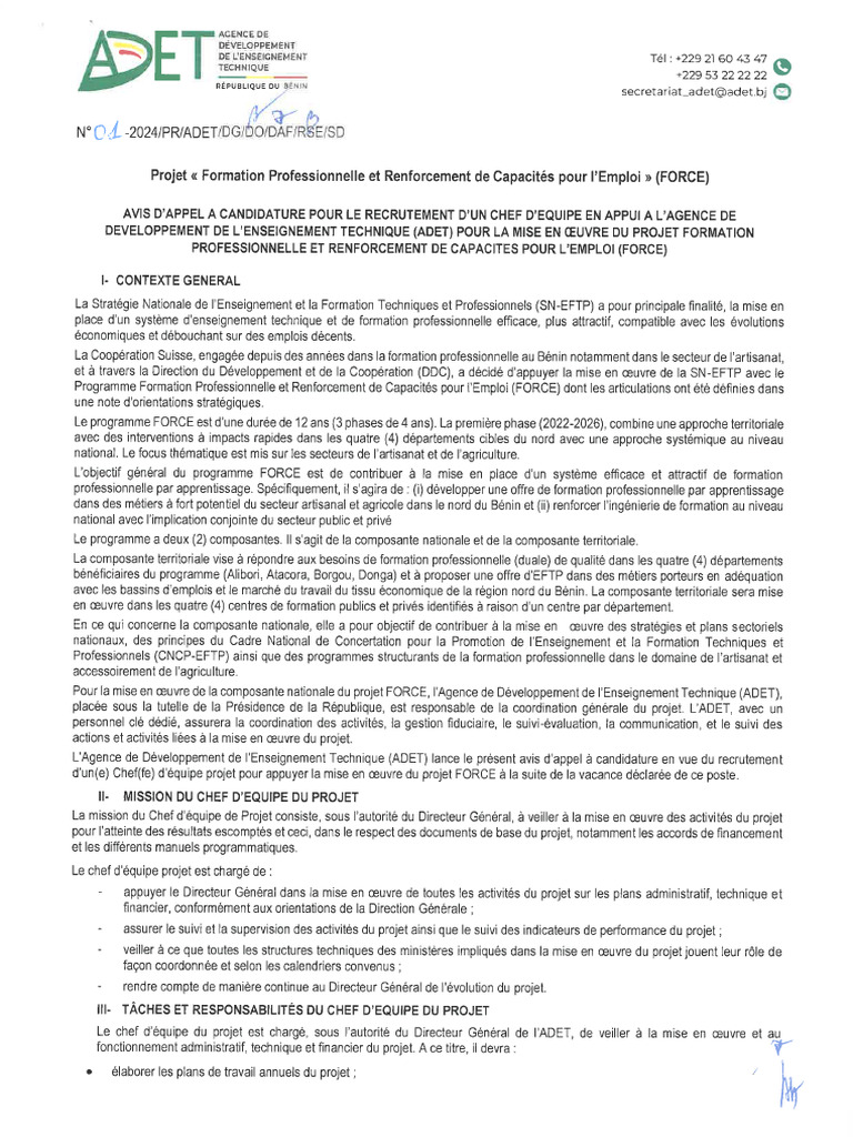 Avis Recrutement Projet Force PDF | PDF