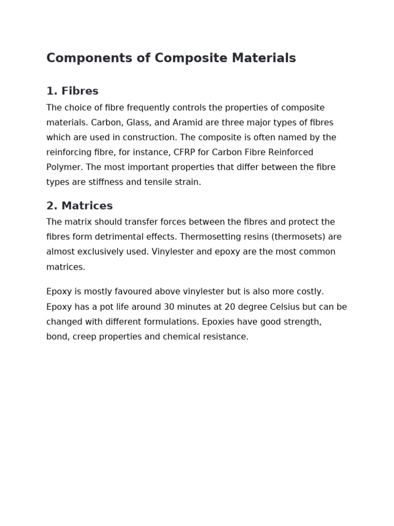 Components of Composite Materials | PDF | Fibre Reinforced Plastic ...