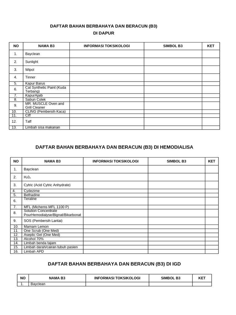 Daftar Inventaris B3 | PDF