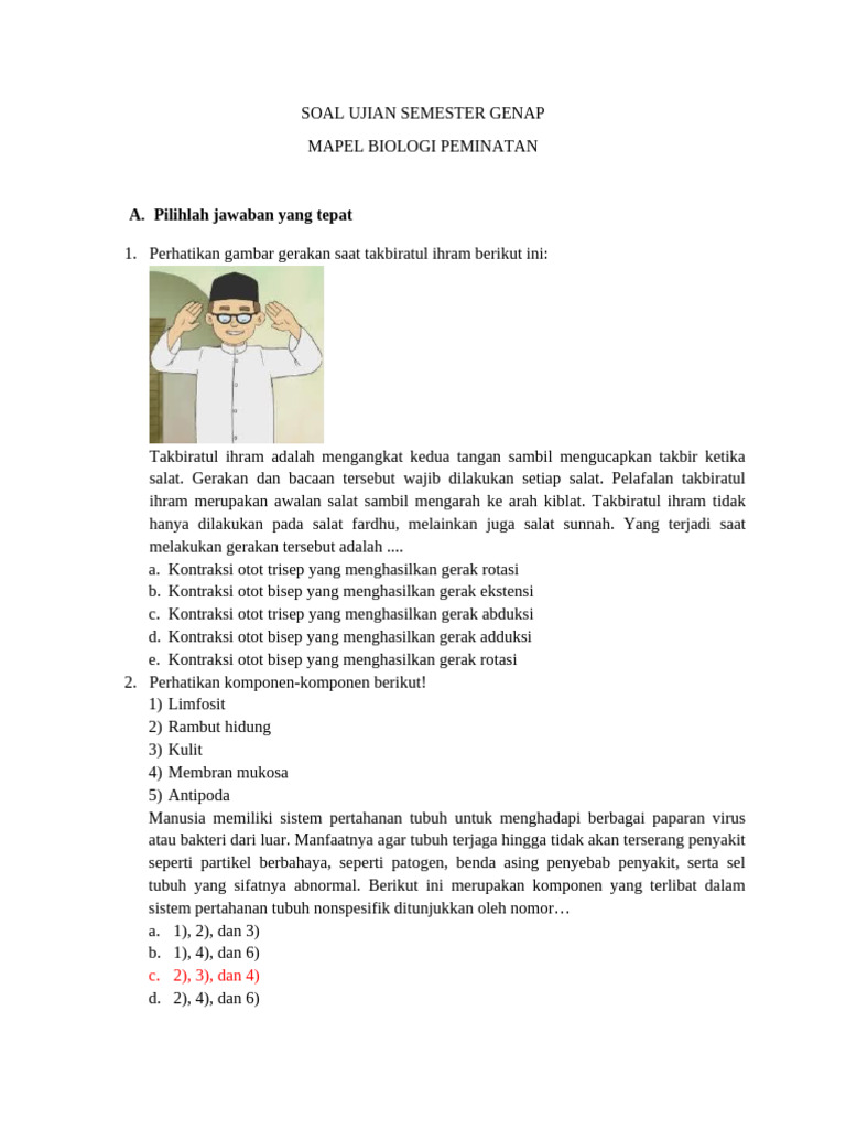 Soal Ujian Semester Genap Biologi Peminatan | PDF