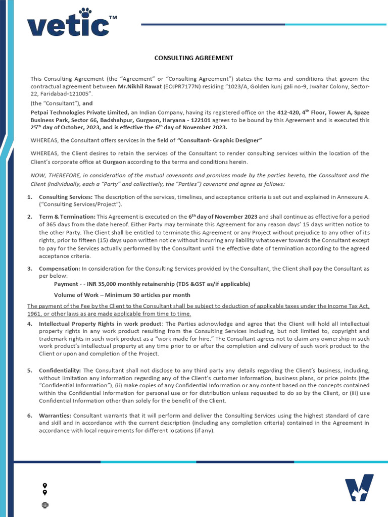 Contract Letter - Nikhil Rawat | PDF | Indemnity | Intellectual Property