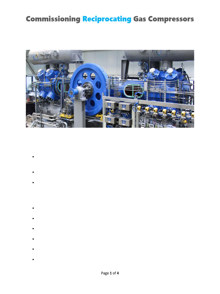 Commissioning of Reciprocating Gas Compressors | PDF | Valve | Pump