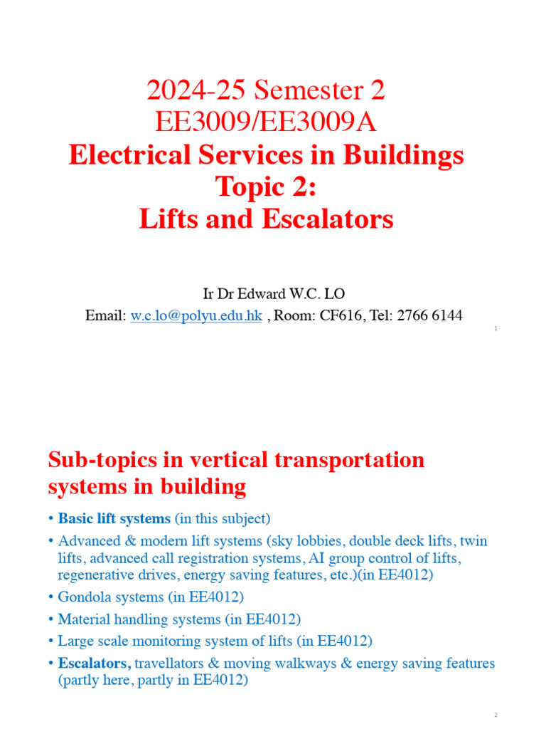 Topic 2A Lifts & Escalators | PDF | Elevator | Lift (Force)