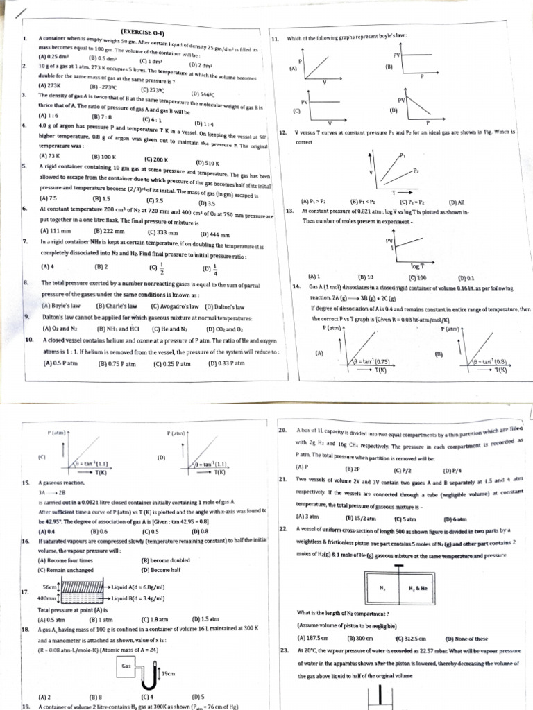 Gaseous State - Graham's Law of Diffusion and Effusion Sheet | PDF ...