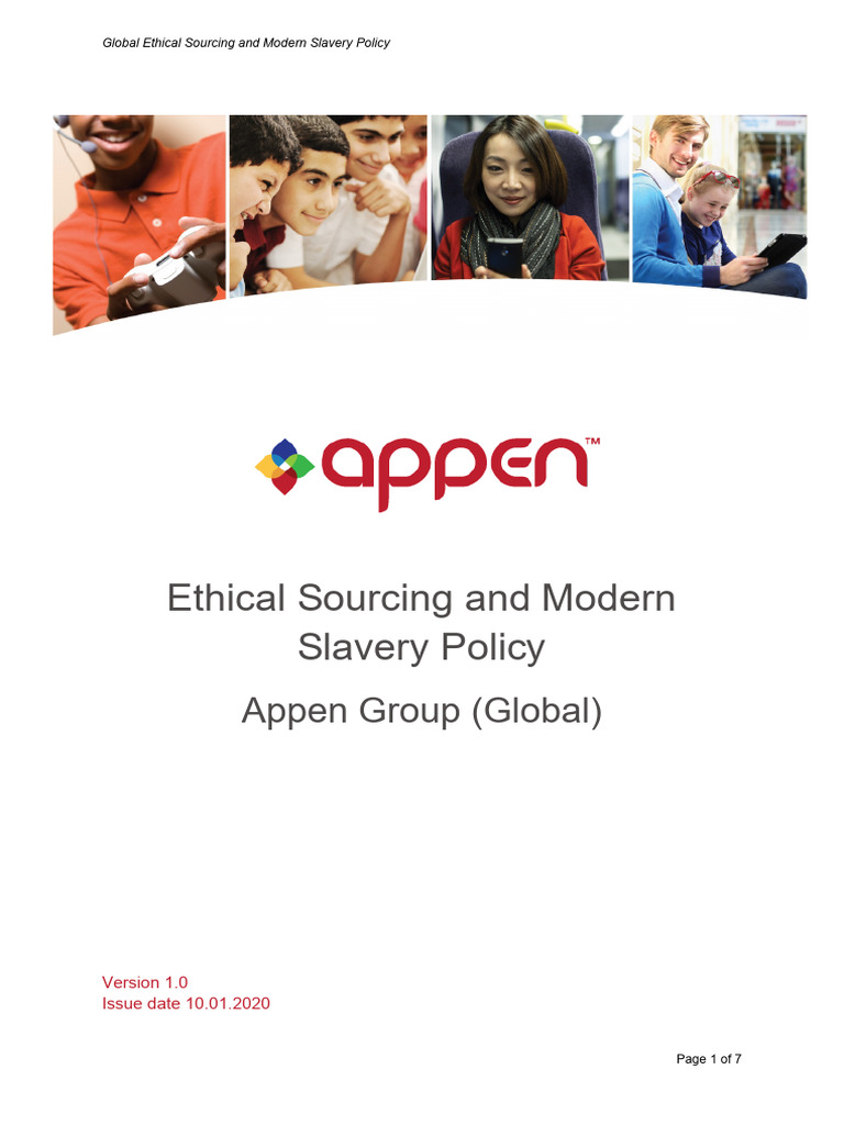 Appen Global Modern Slavery Policy | PDF | Employment | Supply Chain